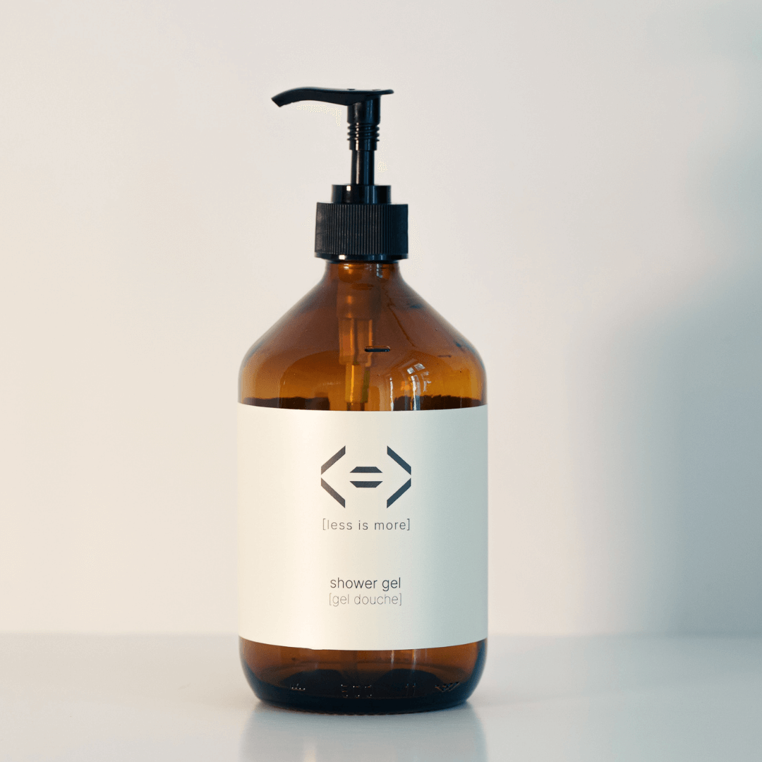 refillable shower gel glass bottle 500ml - less is more